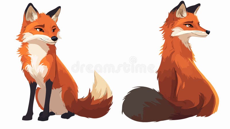 Vector Art of a Fox Sitting Calmly, Cartoon Style Stock Illustration ...
