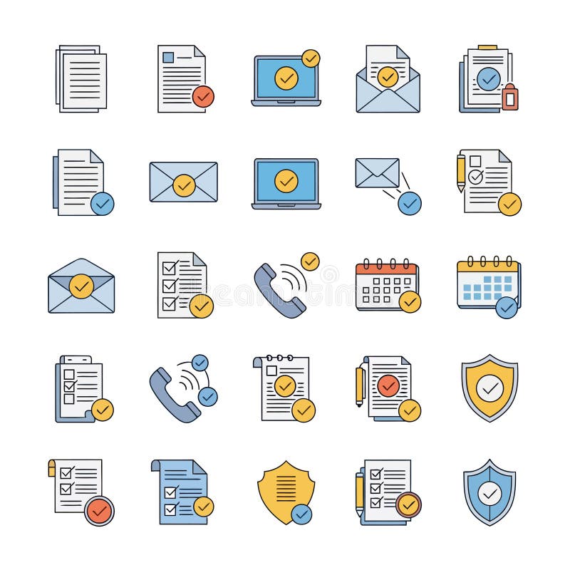 Vector Art of Check Mark Icons on Documents Represent Task Completion, Approval, and ...