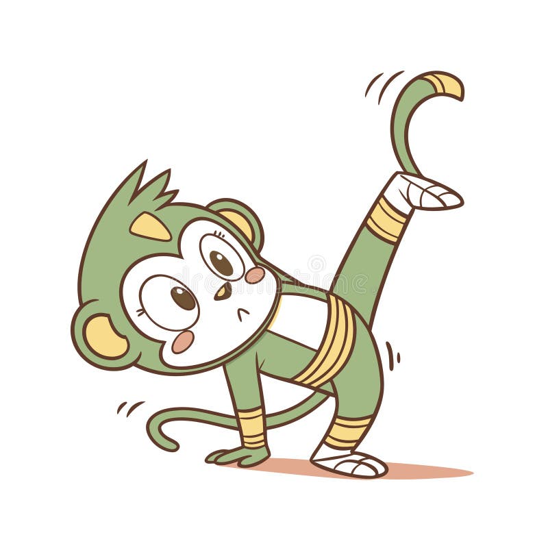 Vector Art of Clumsy Monkey Gymnastics Stock Photo - Illustration of ...
