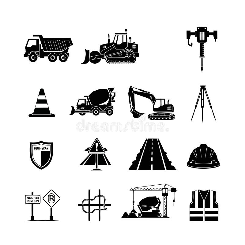 Vector Art of Collection of Construction Equipment and Safety Icons ...