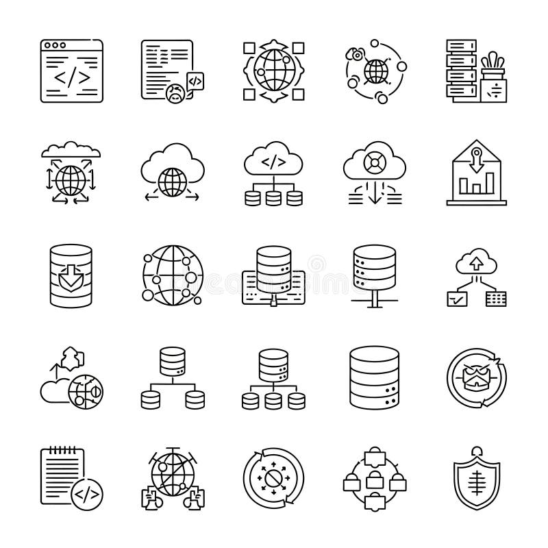 Vector Art of Collection of Database Icons, Representing Data Storage ...