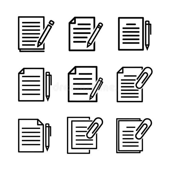 Vector Art of Collection of Document Icons Depicting Various Stages of ...