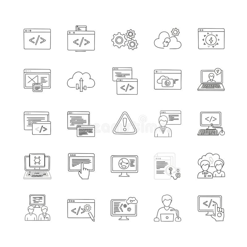 Programming Coding Outline Icons Collection Stock Illustrations – 572 Programming Coding Outline ...