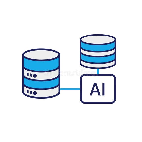Vector Art of a Conceptual Ai Database Illustration, Showcasing Data Storage Connected To ...
