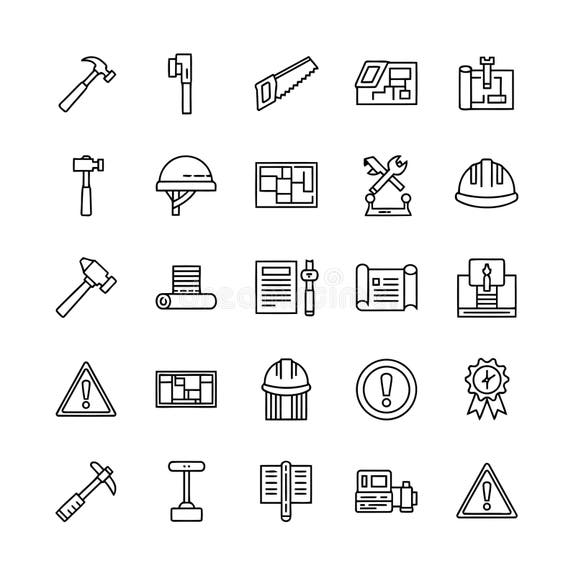 Vector Art of Construction and Engineering Tools and Equipment Icons ...