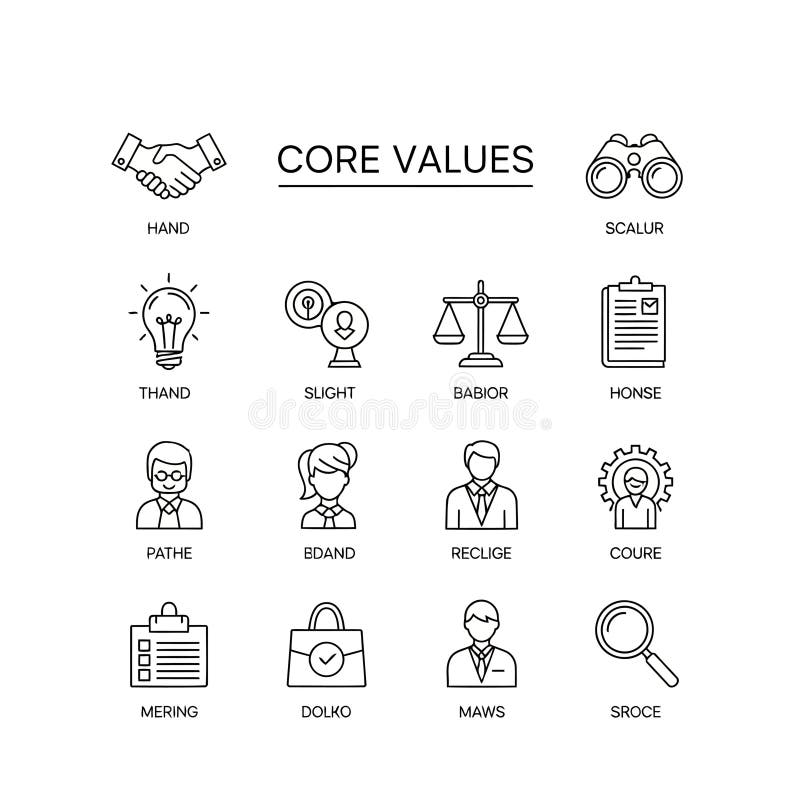 Vector art of core values icons a visual representation of company ...