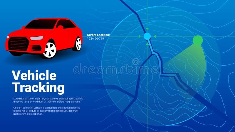 GPS Vehicle Car Tracking Concept Modern Blue Countur Grid Gps Tracker ...