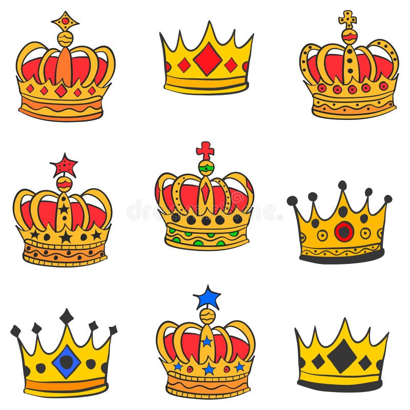 Vector Art Crown Doodle Set Stock Vector - Illustration of fashion ...