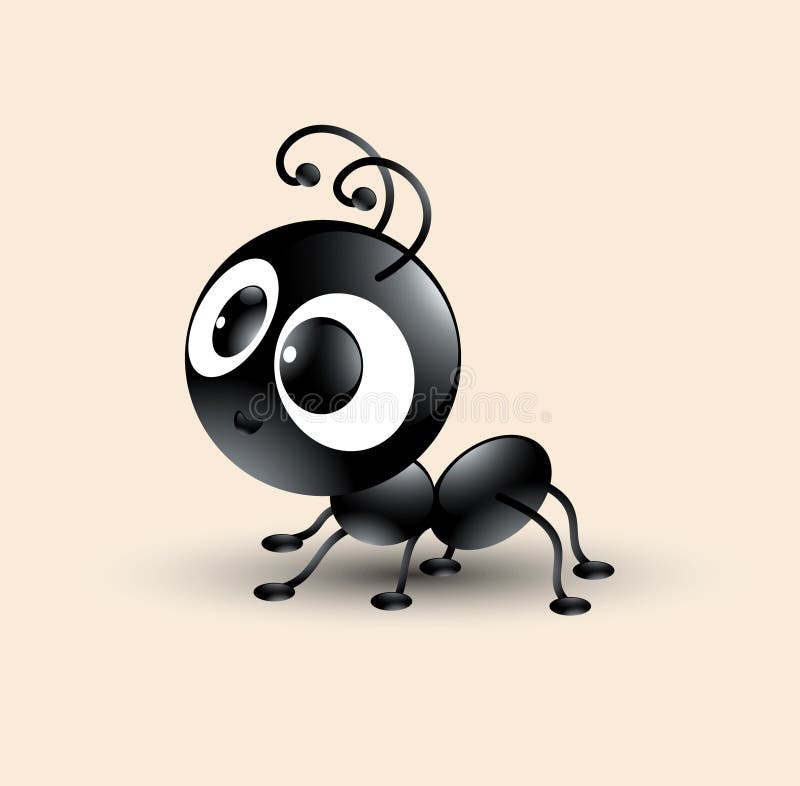 Vector Art of Cute Black Ant Cartoon Stock Vector - Illustration of ...