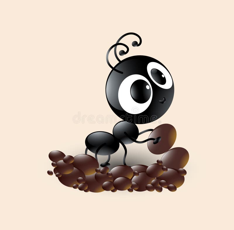 Vector Art of Cute Black Ant Cartoon Making House Stock Vector ...