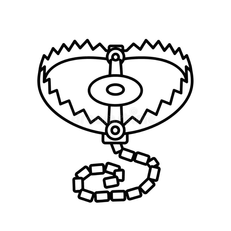 Vector Art of Dangerous Steel Bear Trap with Sharp Teeth and Chain for ...