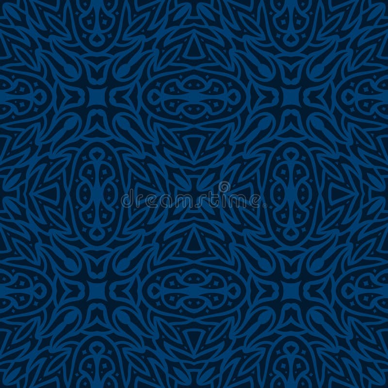 Vector Art with Dark Blue Tribal Tile Pattern Stock Vector ...