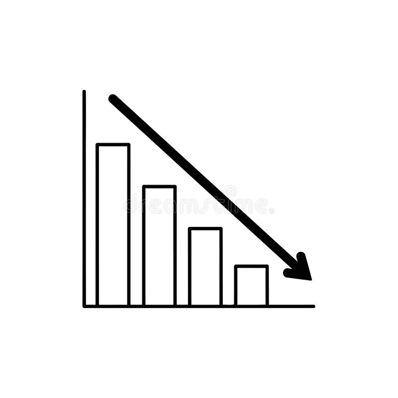 Vector Art of Declining Bar Graph with Downward Arrow, Illustrating Negative Trend, Decrease ...