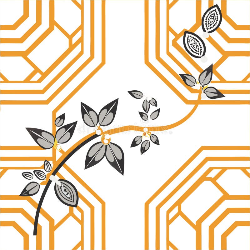 Vector Art Deco Line Floral Leaf Pattern Stock Illustration - Illustration of font, brand: 356545206