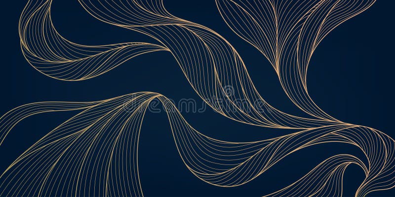 Vector Art Deco Wavy Luxury Pattern, Wave Line Japanese Style ...
