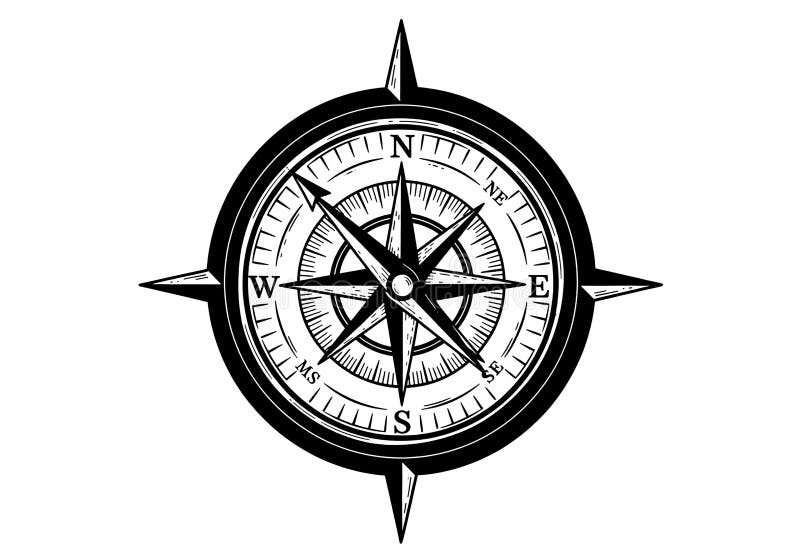 Vector Art of Detailed Compass Rose, a Navigational Tool for Direction ...