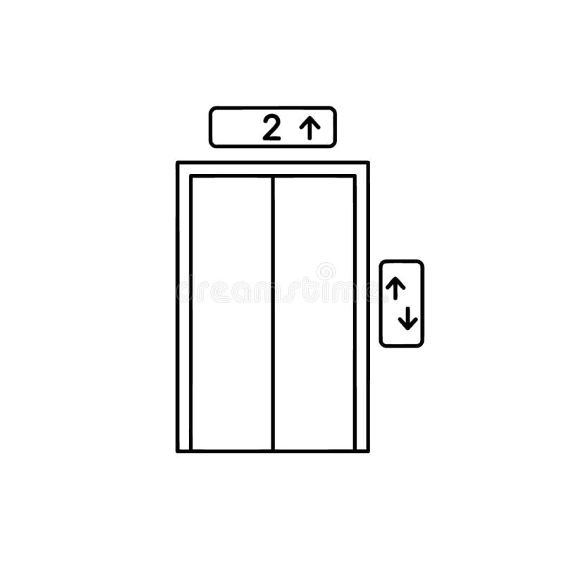 Vector Art of Elevator Doors on the Second Floor with Up and Down ...