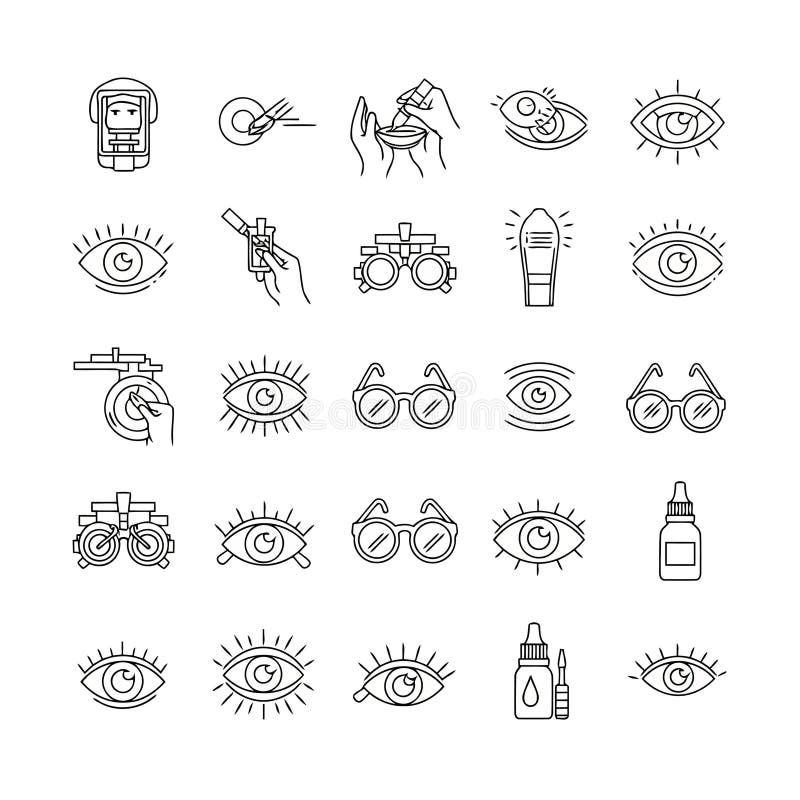 Vector Art of Eye Examination Icons Set Representing Various ...
