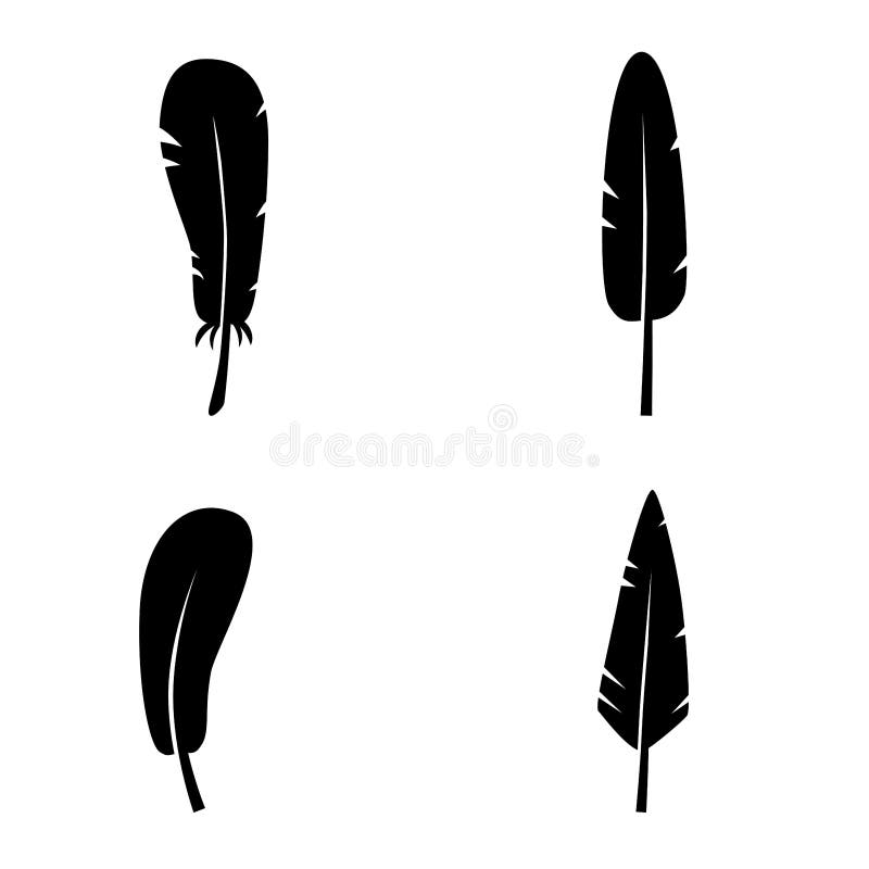 Feather Collection Vector Icon Set. Stock Vector - Illustration of ...