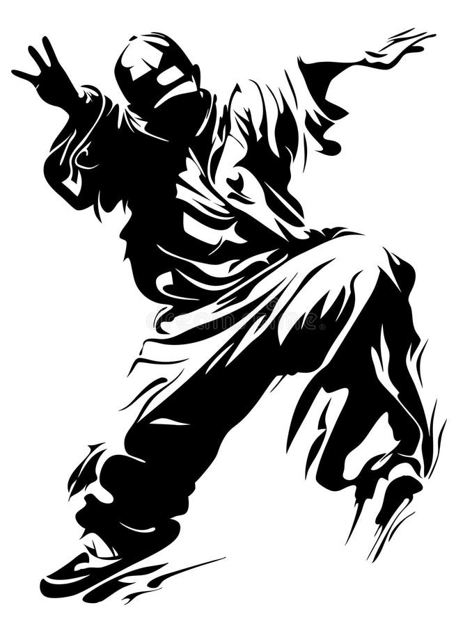 Dynamic Breakdance Silhouette Vector Art for Dance Posters Stock Image ...