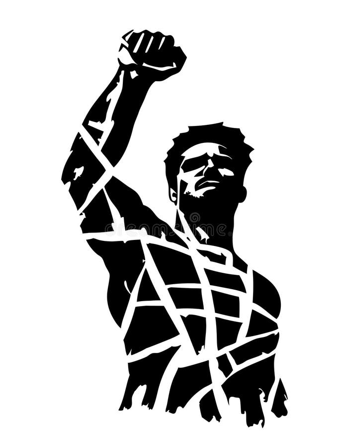Powerful Fist Raised Human Silhouette Vector Art for Inspirational ...