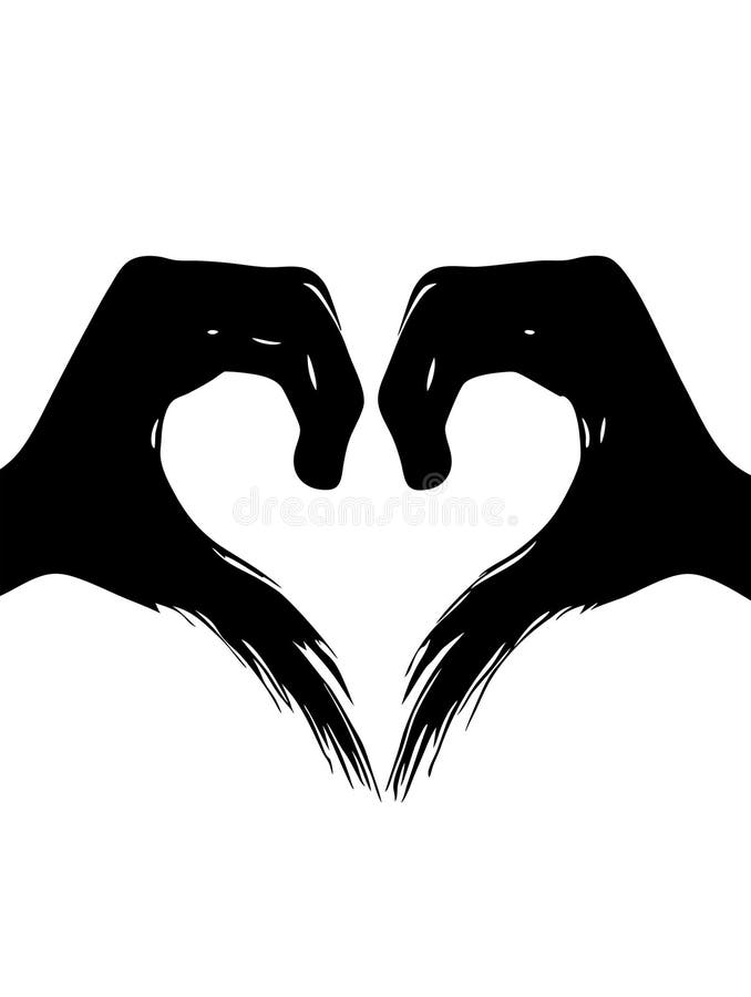 Hands Forming Heart Shape Silhouette Vector Art for Love Symbolism ...