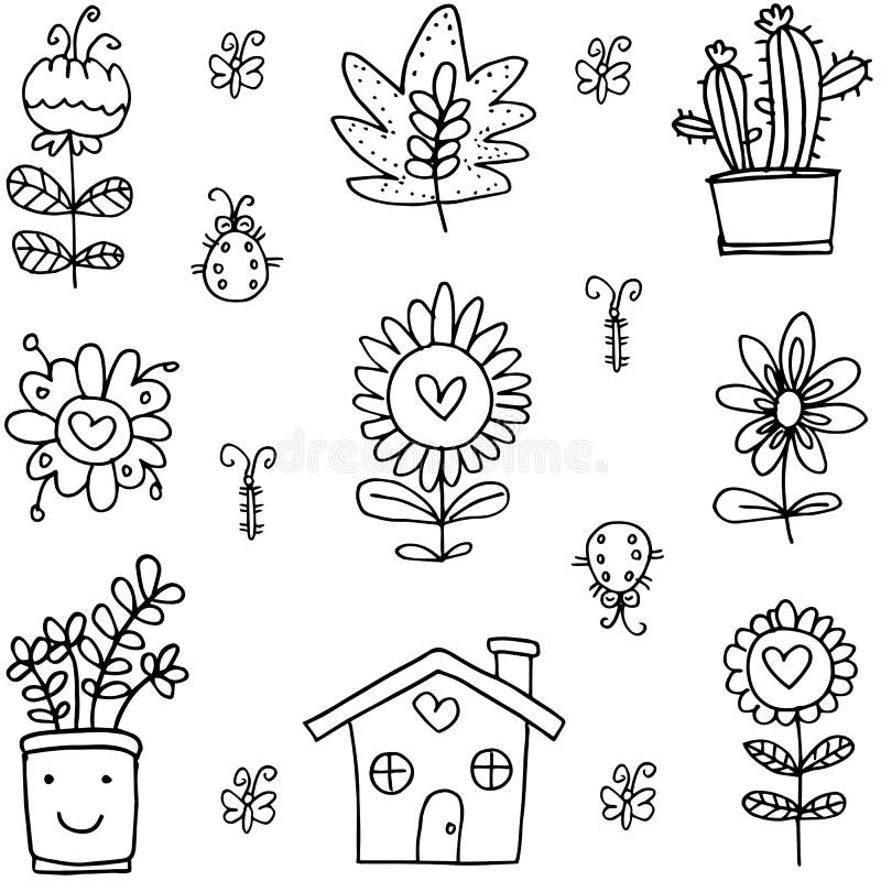 Vector Art of Flower Set Spring Doodles Stock Vector - Illustration of ...