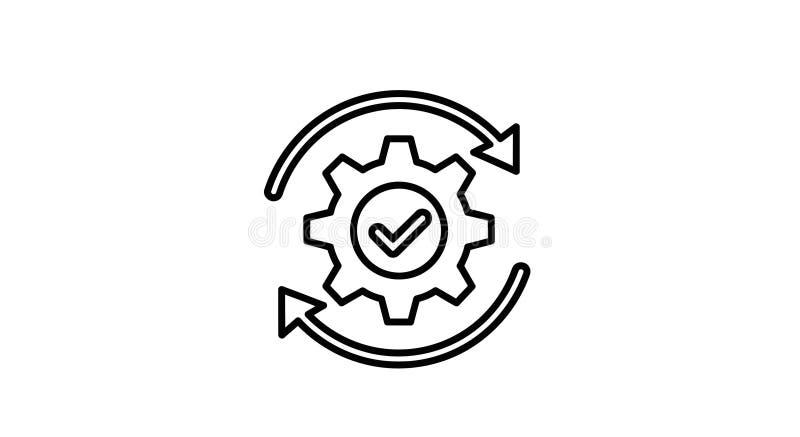 Vector Art of a Gear with a Checkmark and Rotating Arrows, Symbolizing Process, Automation, and ...