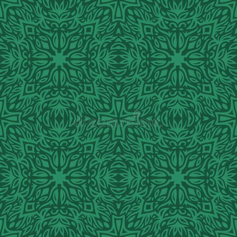 Vector Art with Green Tribal Tile Pattern Stock Vector - Illustration ...