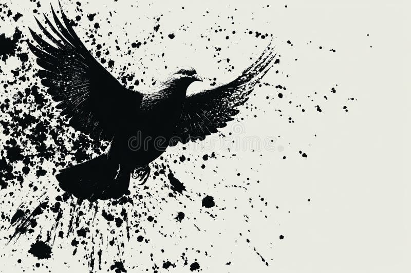 Vector Art with Halftone Overlay and Monochrome Splatter Dove Stock ...