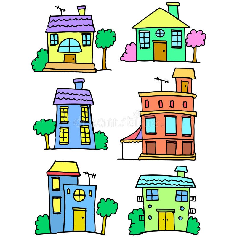 Vector Art of House Set Colorful Stock Vector - Illustration of ...