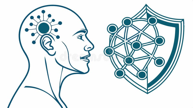 Human Profile with Shield, Protection and Security Concept Vector ...