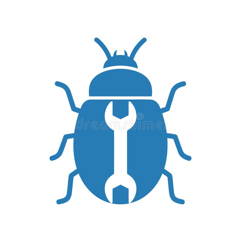Vector Art of Icon of a Bug with a Wrench, Symbolizing Software Debugging and Maintenance ...