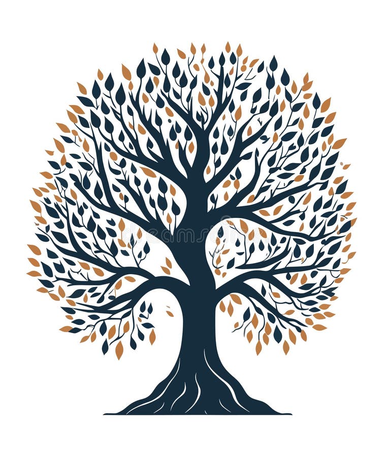 Vector Art of Iconic Abstract Tree Isolated in White Background Stock ...