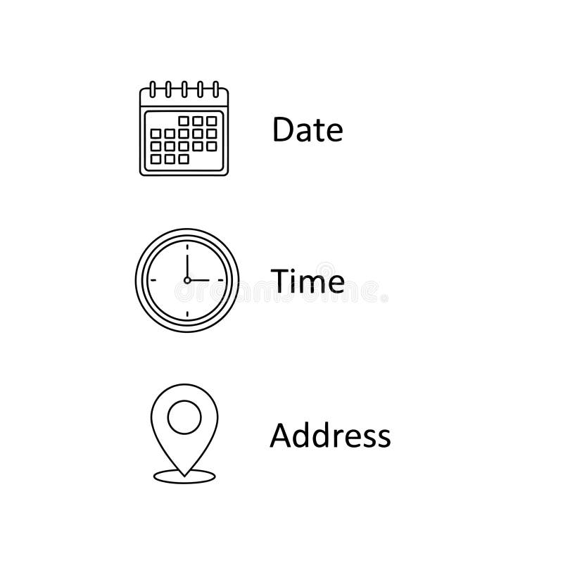 Essential Appointment Icons Set Featuring Calendar, Clock, and Location ...