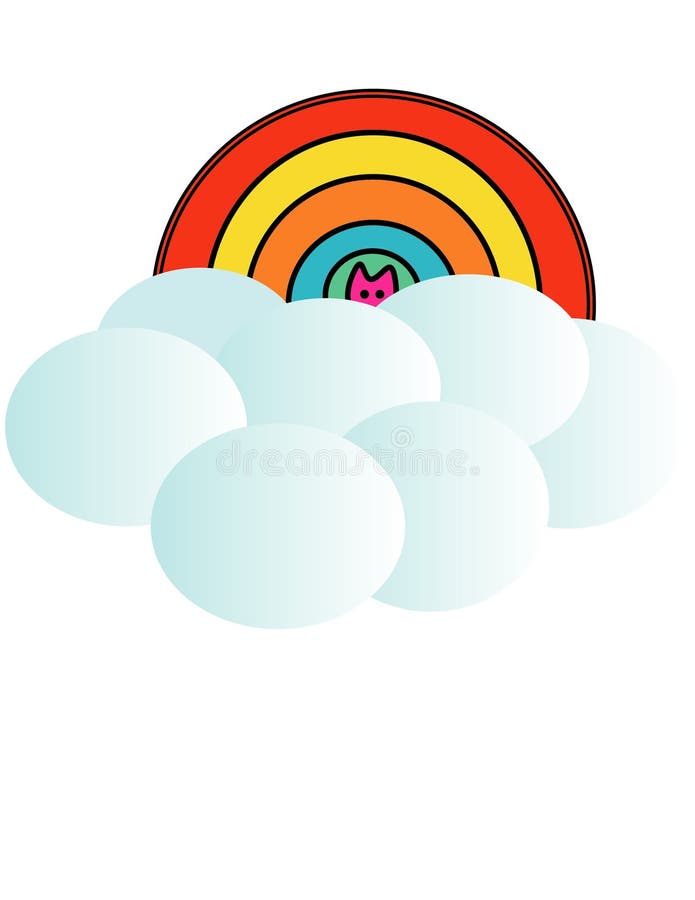 Vector Image Art Illustration of Colorful Rainbow and Clouds with Cute ...