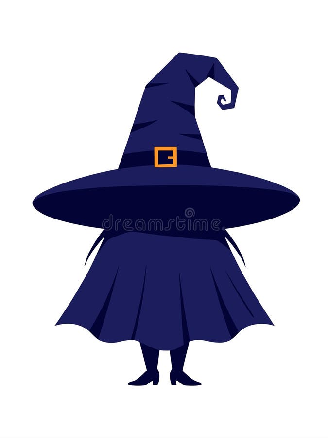 Dark Blue Witch Hat Cloak Halloween Costume Vector Art Stock Vector ...
