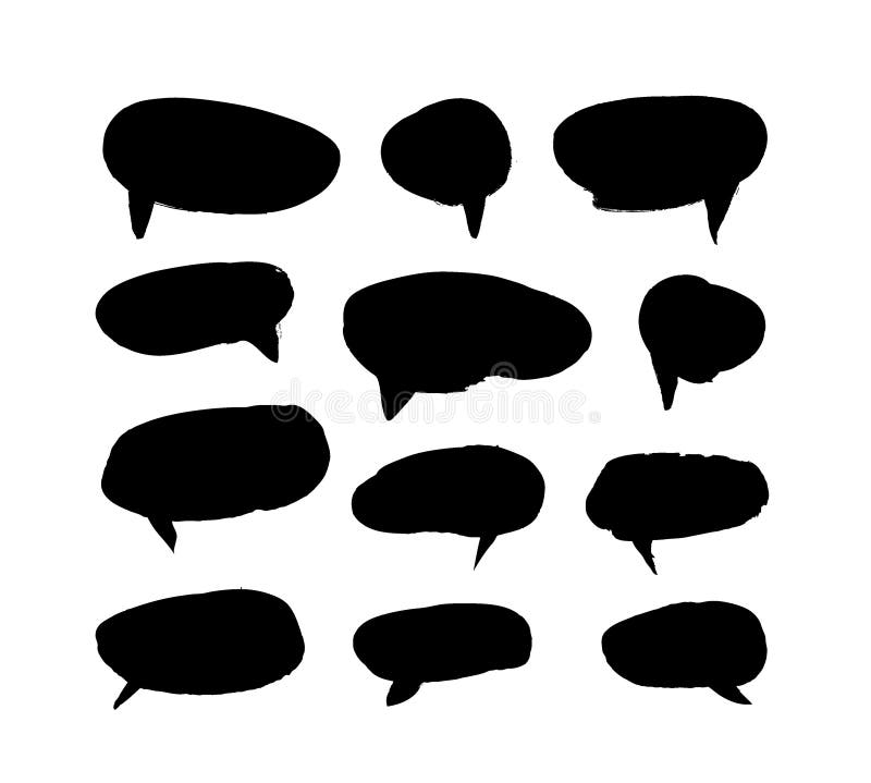 Vector Art Illustration Grunge Speech Bubbles. Set of Hand Drawn Paint ...