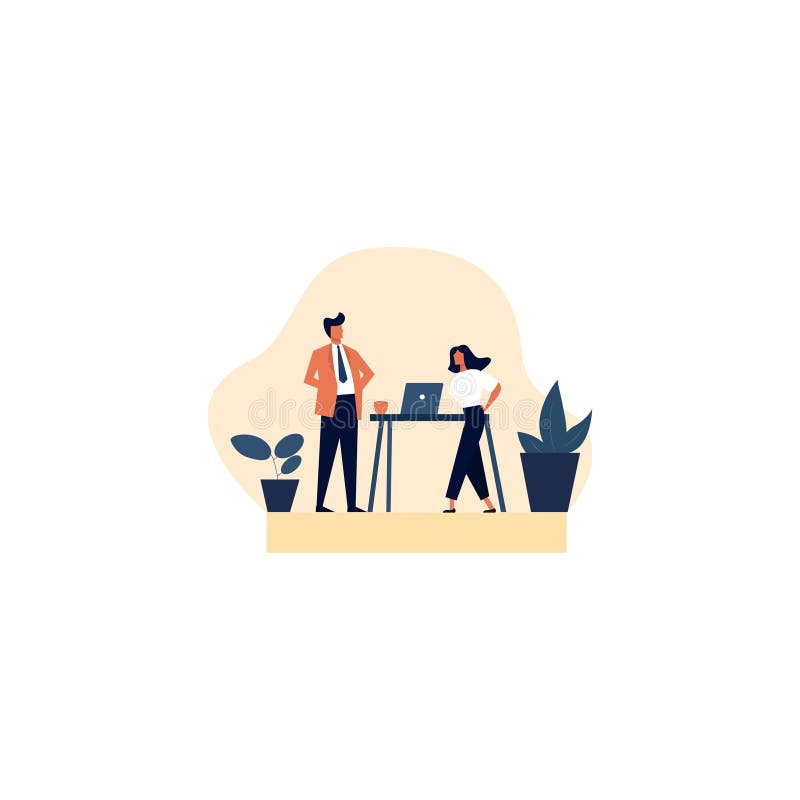 Vector Art Illustration a Manager and Employee are Having a Formal ...