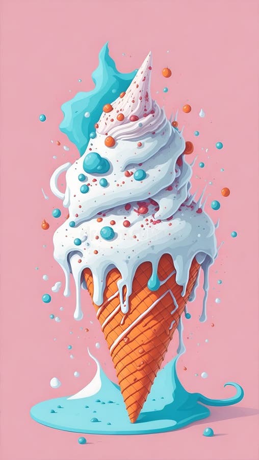 Vector Art Illustration of Melty Ice Cream Candy Stock Illustration ...