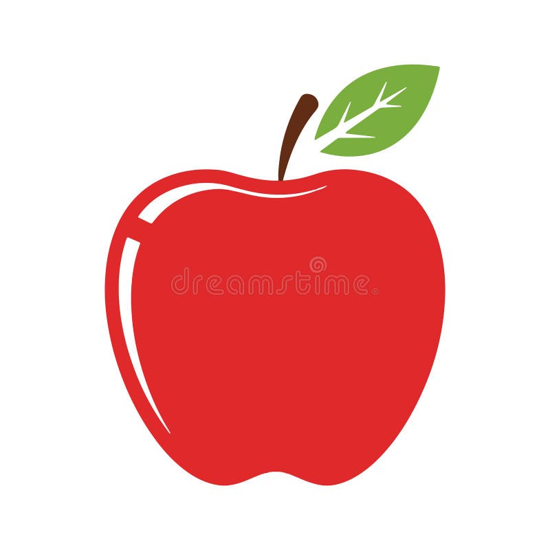 Vector Art Illustration of a Stylish Red Apple on a Clean White ...