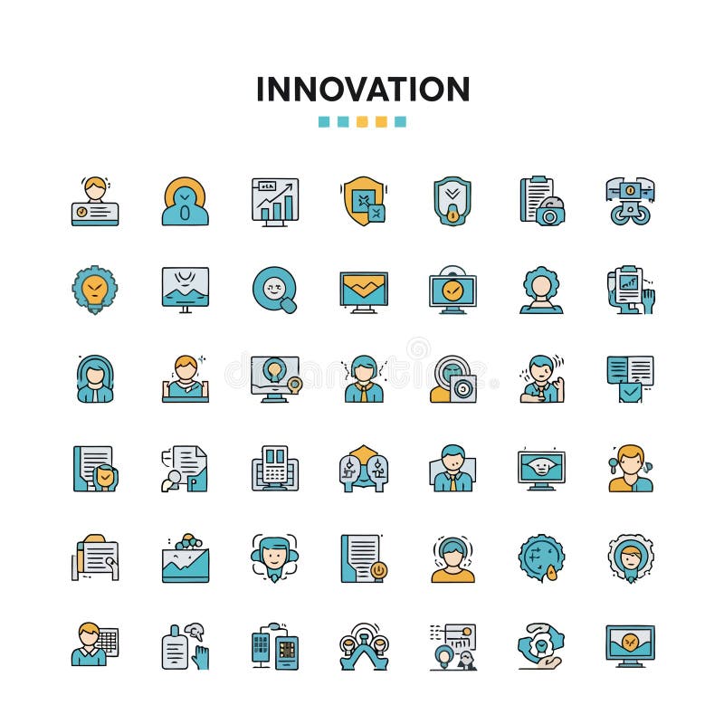 Creative Icons Representing Innovation, Ideas, and Teamwork in Modern Design Stock Vector ...
