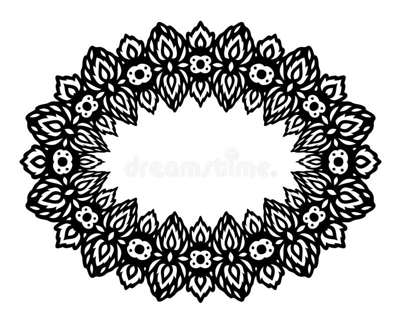 Vector Art with Isolated Black Floral Frame Stock Vector - Illustration ...