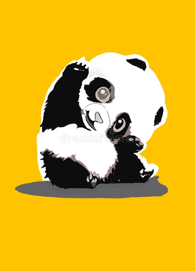 Vector Art Little Panda Cute so Happy Stock Illustration - Illustration ...
