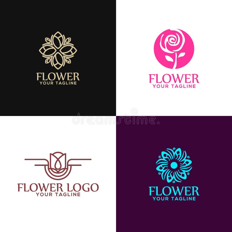 Vector Art Logo Template Del Logotipo De La Flor Y Ejemplo Stock de ...