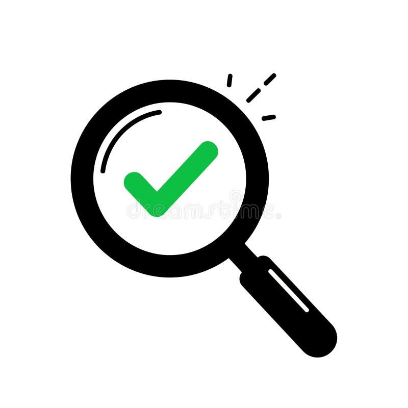 Vector Art of Magnifying Glass with Check Mark, Symbolizing ...