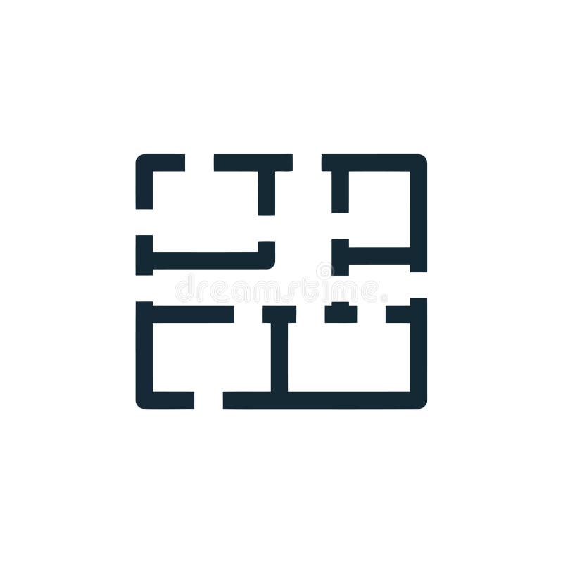 Vector Art of Minimalist Blueprint Plan Showcasing Architectural Design ...