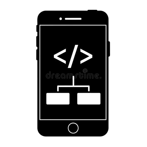 Vector Art of Mobile App Development Icon with Code Symbol for Web Design Stock Vector ...