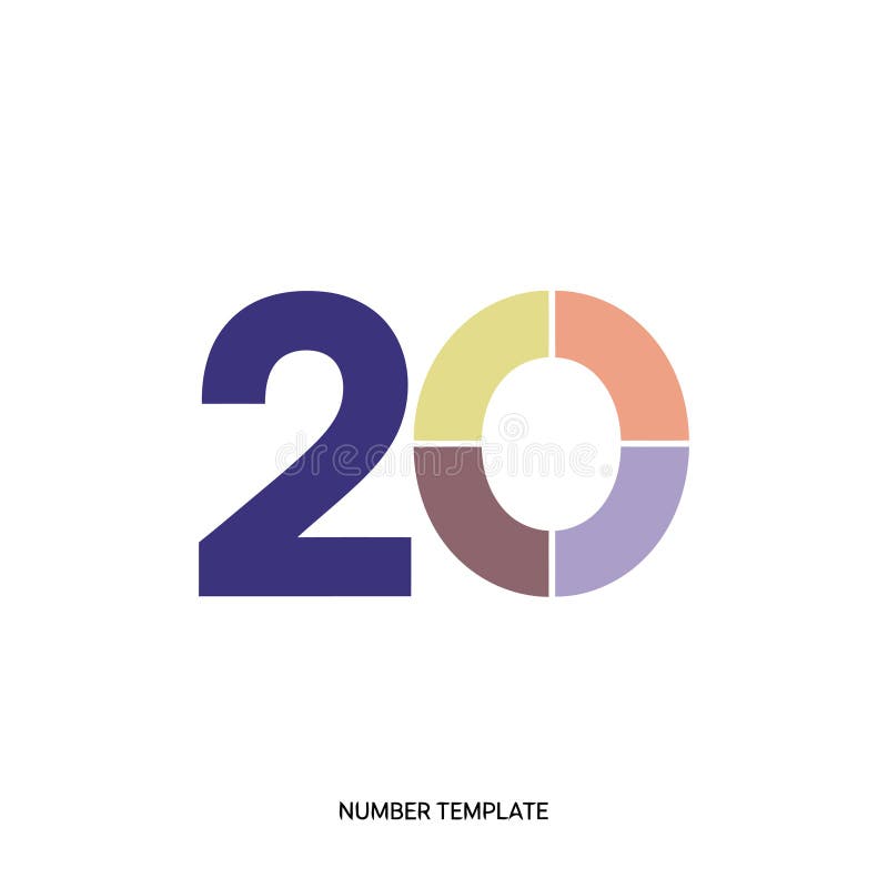 Vector Art of Number Twenty, Creatively Designed with Segmented Colors ...