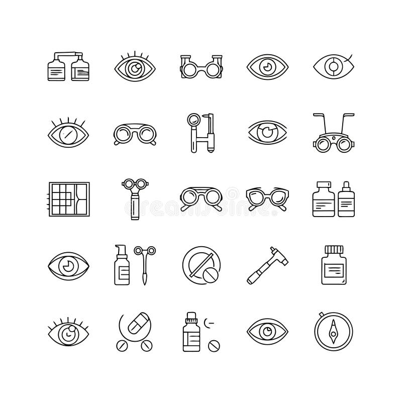 Vector Art of Optometry Icons a Collection of Linear Symbols ...